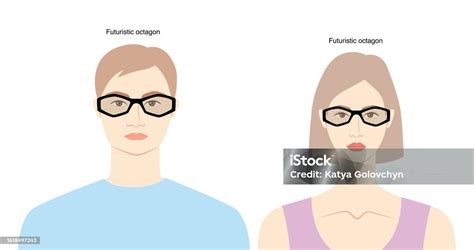 미래형 옥타곤 프레임 안경은 여성과 남성의 플랫 캐릭터 패션 액세서리 일러스트레이션입니다 선글라스 전면 View 개인 장식품에 대한 스톡 벡터 아트 및 기타 이미지 Istock