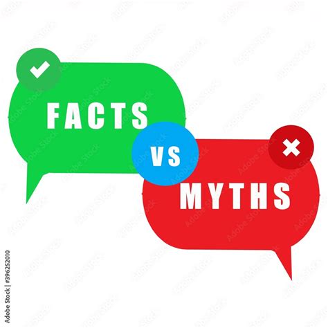 Green And Red Bubbles With Myths Vs Facts Concept Of Thorough Fact