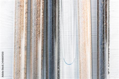 Samples Of Different Types Of Soil In Test Tube On The Table Soil Science Concept Stock Photo