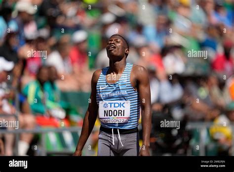 Bayapo Ndori Of Botswana Wins A Heat In The Mens 400 Meter Run At