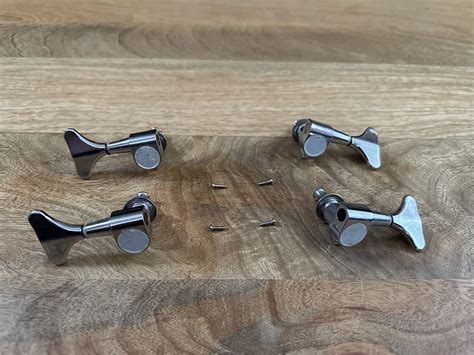 Set Of 4 Bass Guitar Tuners Tuning Knobs Pegs Chrome With Reverb