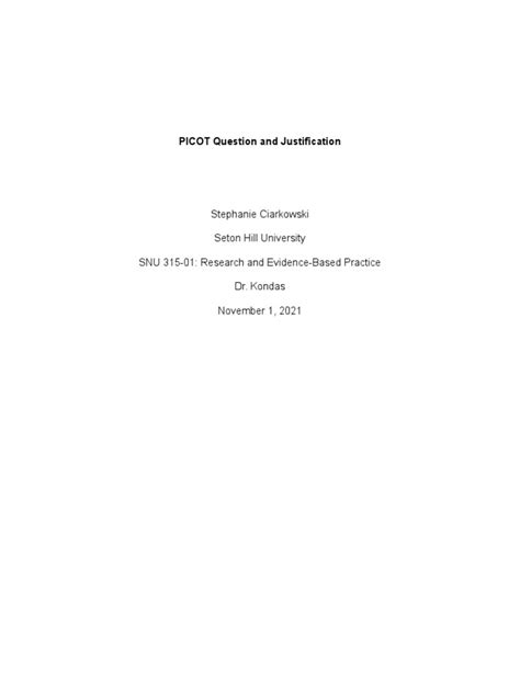Picot Question Justification Pdf Nursing Patient