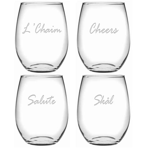 Cheers Around The World Stemless Wine Glass Set Of 4