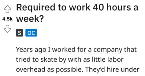 Boss Tells Employee They Must Work 40 Hours Per Week So They