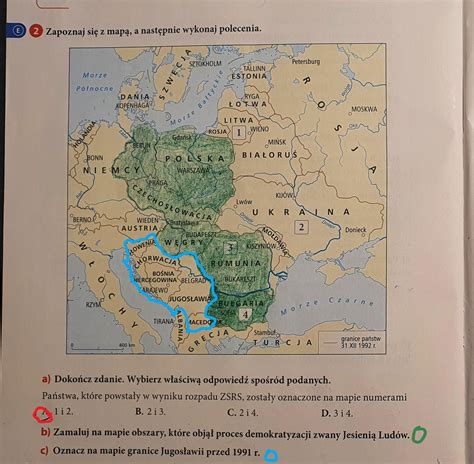 Zapoznaj się z mapą a następnie wykonaj polecenia a dokończ zdanie