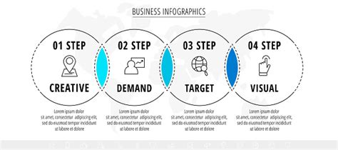 4개의 선 원이 있는 비즈니스 벡터 인포그래픽 다이어그램 순서도 배너 프레젠테이션 웹 콘텐츠 레벨 차트 그래픽에 대한 4단계의