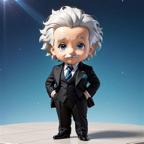 Chibi Einstein Standing Wearing Formal Suit With Tie By Ragazzi Di