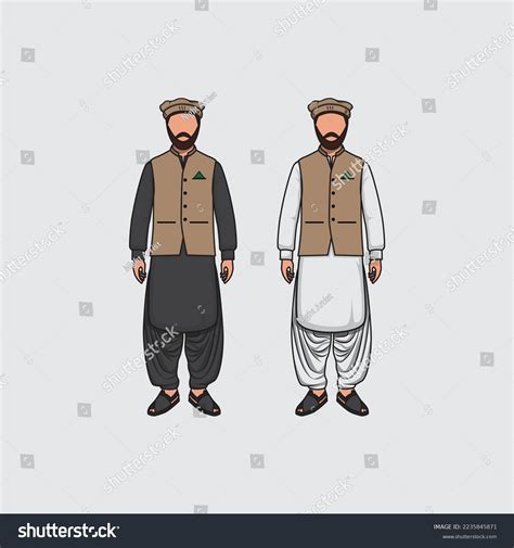 Pashtun Afghan Traditional Dress Pakol West Stock Vector Royalty Free