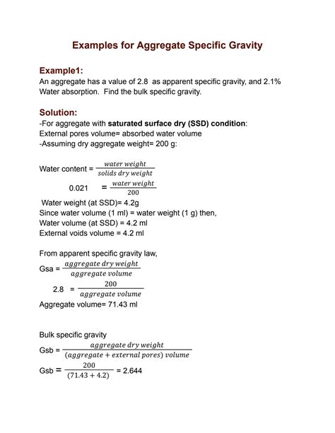Solution Examples For Aggregate Specific Gravity Studypool