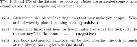 1 Distribution Of The Training And Test Corpus Of The Sentiment