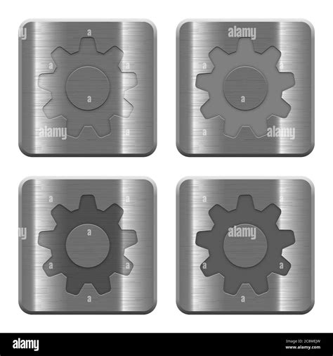 Set Of Settings Buttons Vector In Brushed Metal Style Arranged Layer Color And Graphic Style