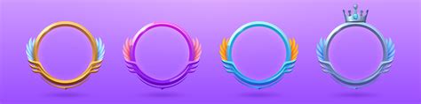 Game Avatar Frames With Feathers And Crown 15917018 Vector Art At Vecteezy
