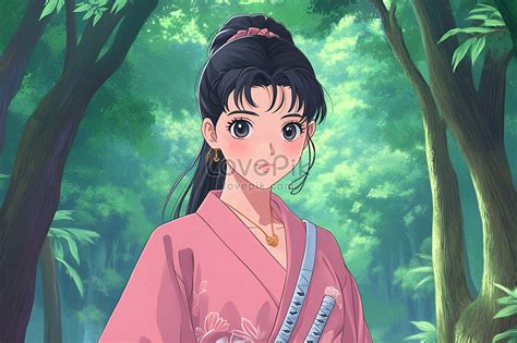 복고풍 의상을 입은 여성 애니메이션 캐릭터 일러스트 무료 다운로드 Lovepik