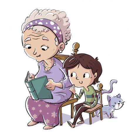 Abuela Leyendo Un Libro Con Su Nieto Vec Free Vector Freepik