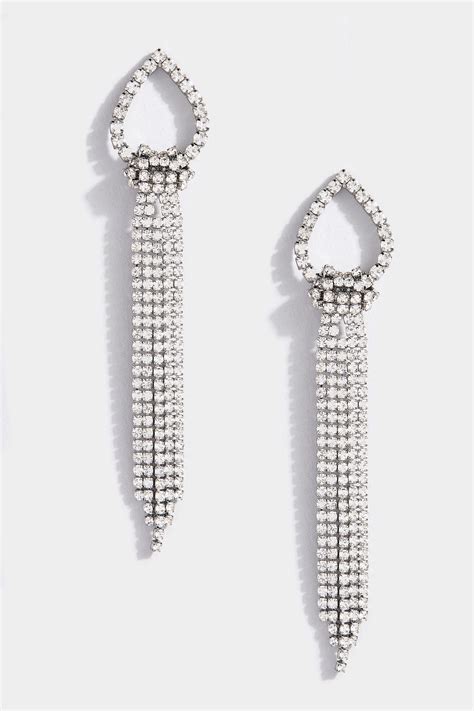 Silver Teardrop Tassel Earrings Long Tall Sally