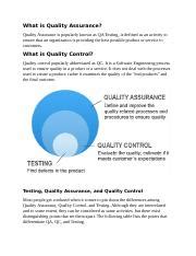 Difference Between SQA And SQC Docx What Is Quality Assurance Quality Assurance Is Popularly