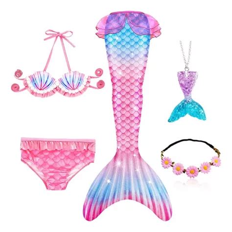 Traje De Fantasia De Cauda De Sereia De Ariel Para Meninas