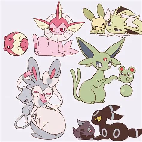 Sylveon Umbreon Vaporeon Espeon Mew And 5 More Pokemon Drawn By
