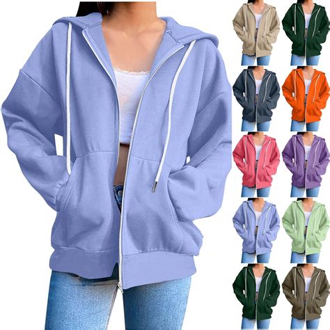 Zip Up Womens Hoodies With Pockets Jacket Plus Size Ladies Sweatshirts