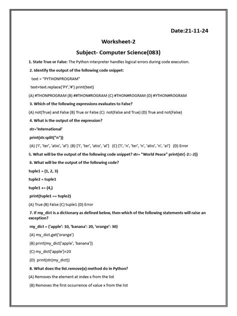 Worksheet 2 Class 12th Pdf Parameter Computer Programming
