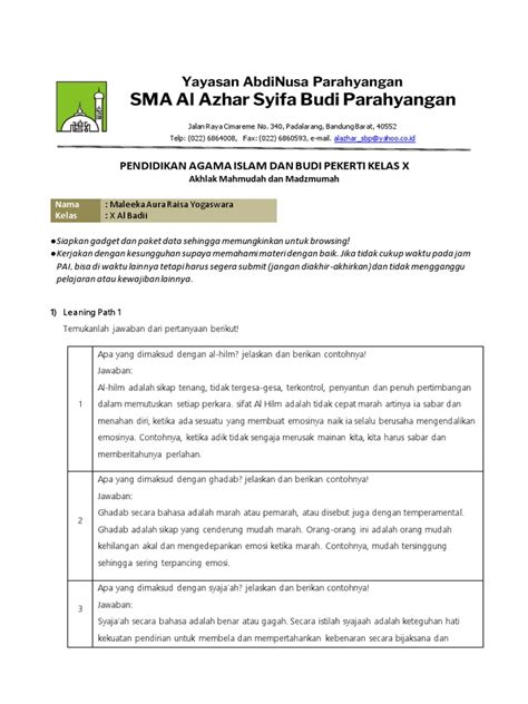 Sma Al Azhar Syifa Budi Parahyangan Pdf