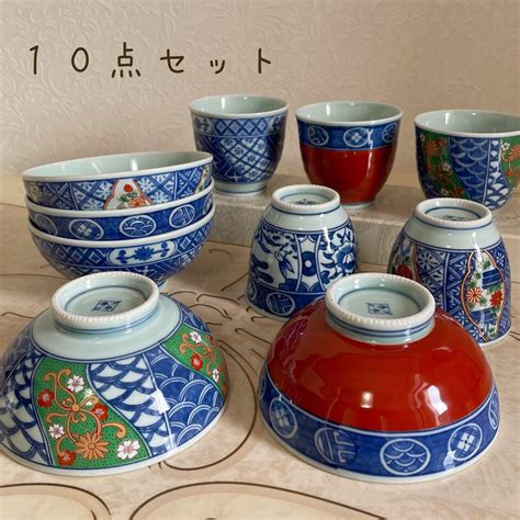 有田焼 清秀 和食器セット お茶碗5客 湯呑み5客セット 色絵 染付 古伊万里 By メルカリ