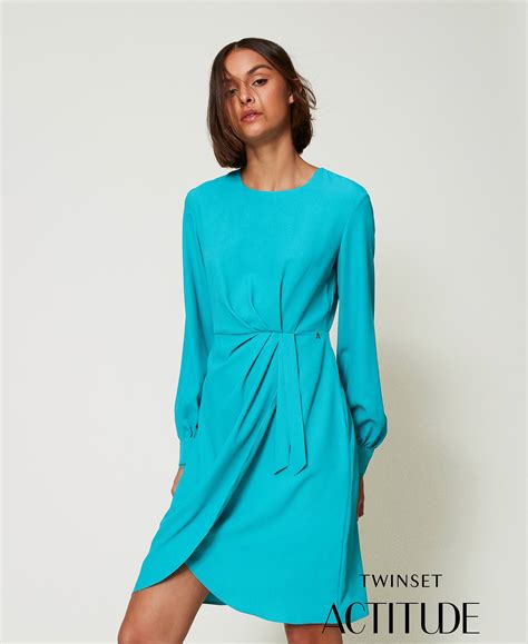 Короткое платье из переработанного крепдешина 242ap2444 Twinset — купить в интернет магазине