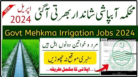 Irrigation Department Jobs 2024 Application Form Pakistan Jobs Bank