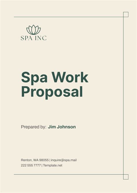 Free Spa Work Proposal Template To Edit Online