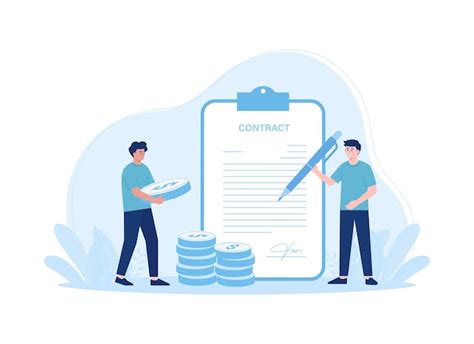 Les Gens Travaillent Sur Des Contrats Tendance Concept Illustration