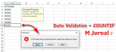 4 Contoh Cara Menggunakan Rumus Data Validation Excel M Jurnal