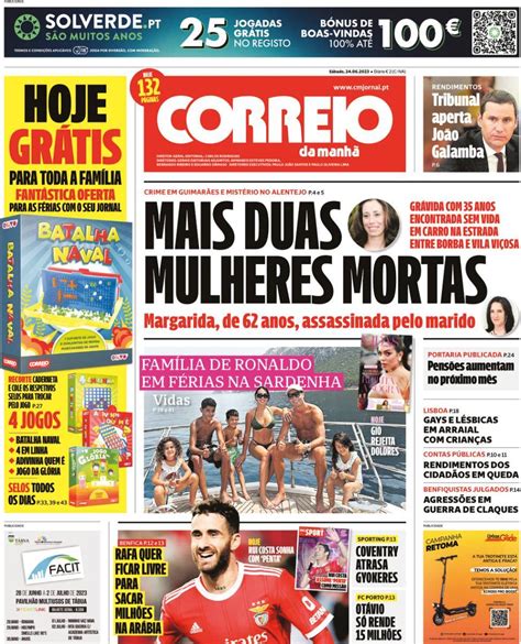 Capa Correio Da Manhã 24 Junho 2023 Capasjornaispt