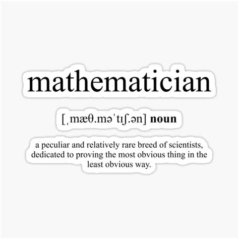 Mathematician Definition Dictionary Collection Sticker By