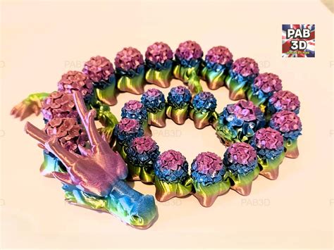 Articulated Flexi Dragon Hydrangea Flower Dragon By Pab3d Makerworld