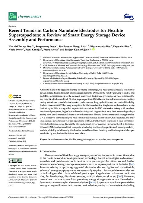 Pdf Recent Trends In Carbon Nanotube Electrodes For Flexible Supercapacitors A Review Of