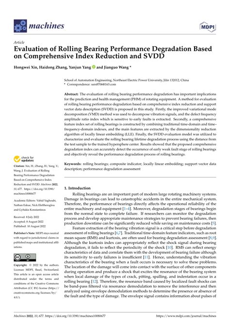 Pdf Evaluation Of Rolling Bearing Performance Degradation Based On Comprehensive Index