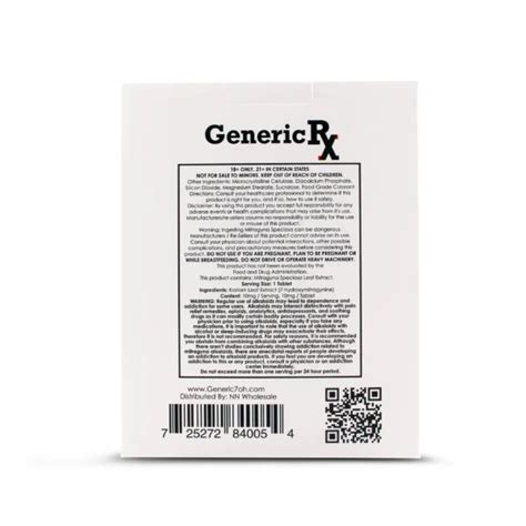 Buy Generic Rx 7 Hydroxy Kratom Extract Chewable Tablets 10 Mg