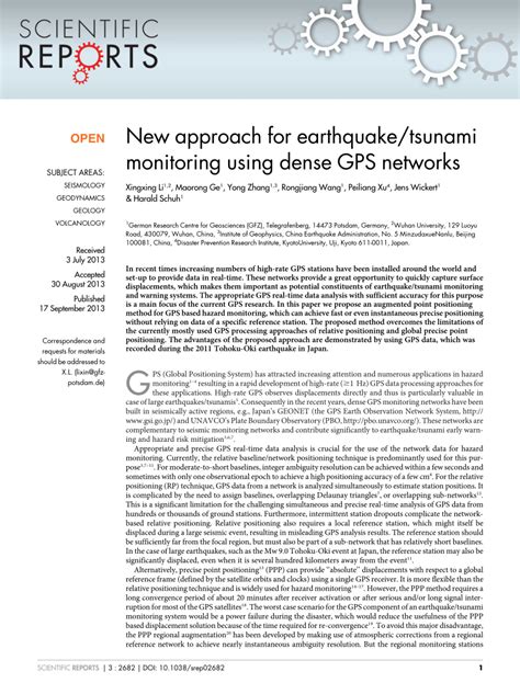 Pdf New Approach For Earthquake Tsunami Monitoring Using Dense Gps Networks