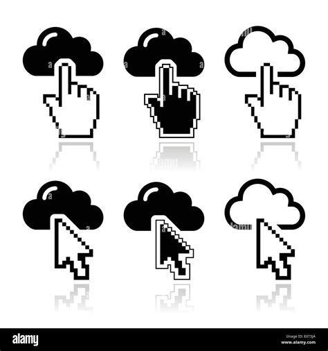 Cloud With Cursor Hand And Arrow Icons Set Stock Vector Image Art Alamy
