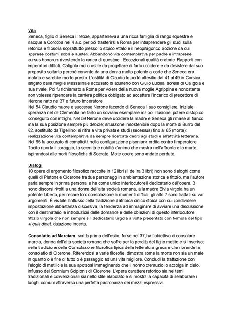 Seneca Vita E Opere Per Liceo Classico Docsity