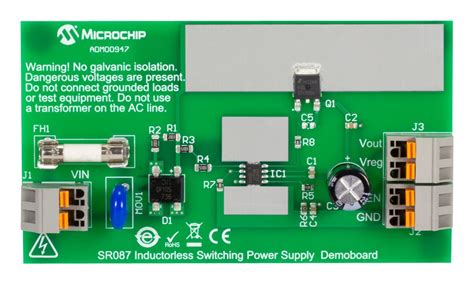 ADM00947 Microchip Demonstration Board SR087DB1 Switching Power Supply Inductorless Farnell UK