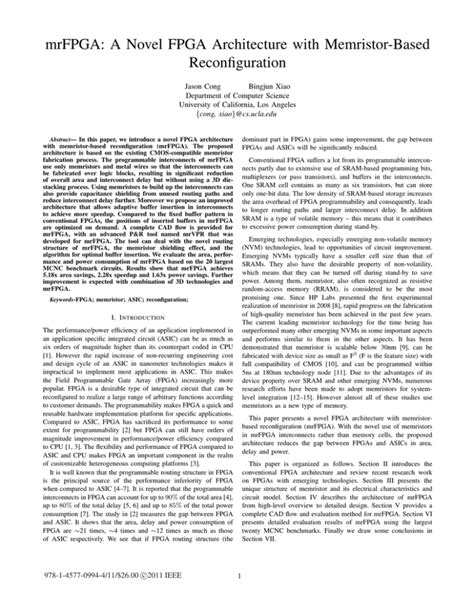 mrfpga a novel fpga architecture with memristor