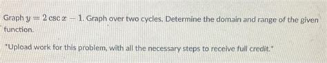 Solved Graph Y 2cscx−1 Graph Over Two Cycles Determine The