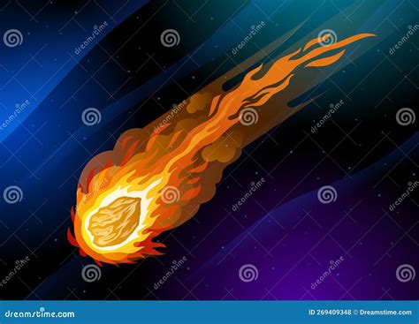 Fiery Meteor Flying In The Space Stock Vector Illustration Of