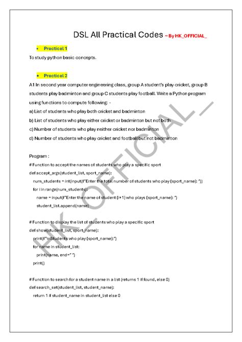 Dsl All Practical Codes Python Programming For Engineering Practical