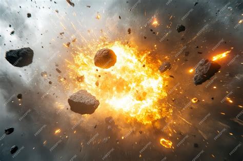 Asteroid Impact Explosive Collisions Captured In Stunning Photography On White Background