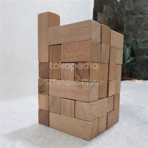 Jual Wooden Mini Block Blok Kayu Mainan Blok Kayu Bentuk I