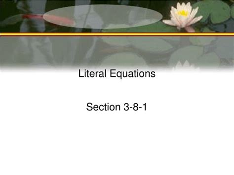 PPT Literal Equations PowerPoint Presentation Free Download ID 422284