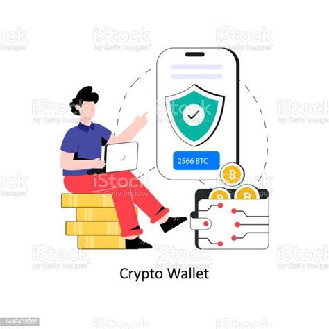 암호화 지갑 플랫 스타일 디자인 벡터 일러스트 레이 션 스톡 일러스트레이션 개념에 대한 스톡 벡터 아트 및 기타 이미지 개념