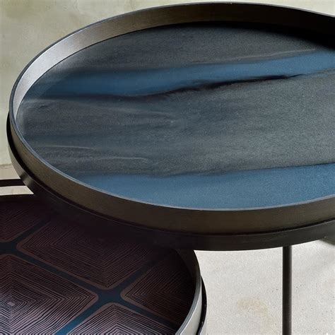 Graphite Organic Large Round Glass Tray Maker And Moss